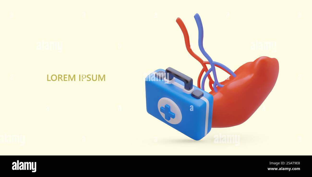 3d realistic internal organ spleen medical box with medicine ...