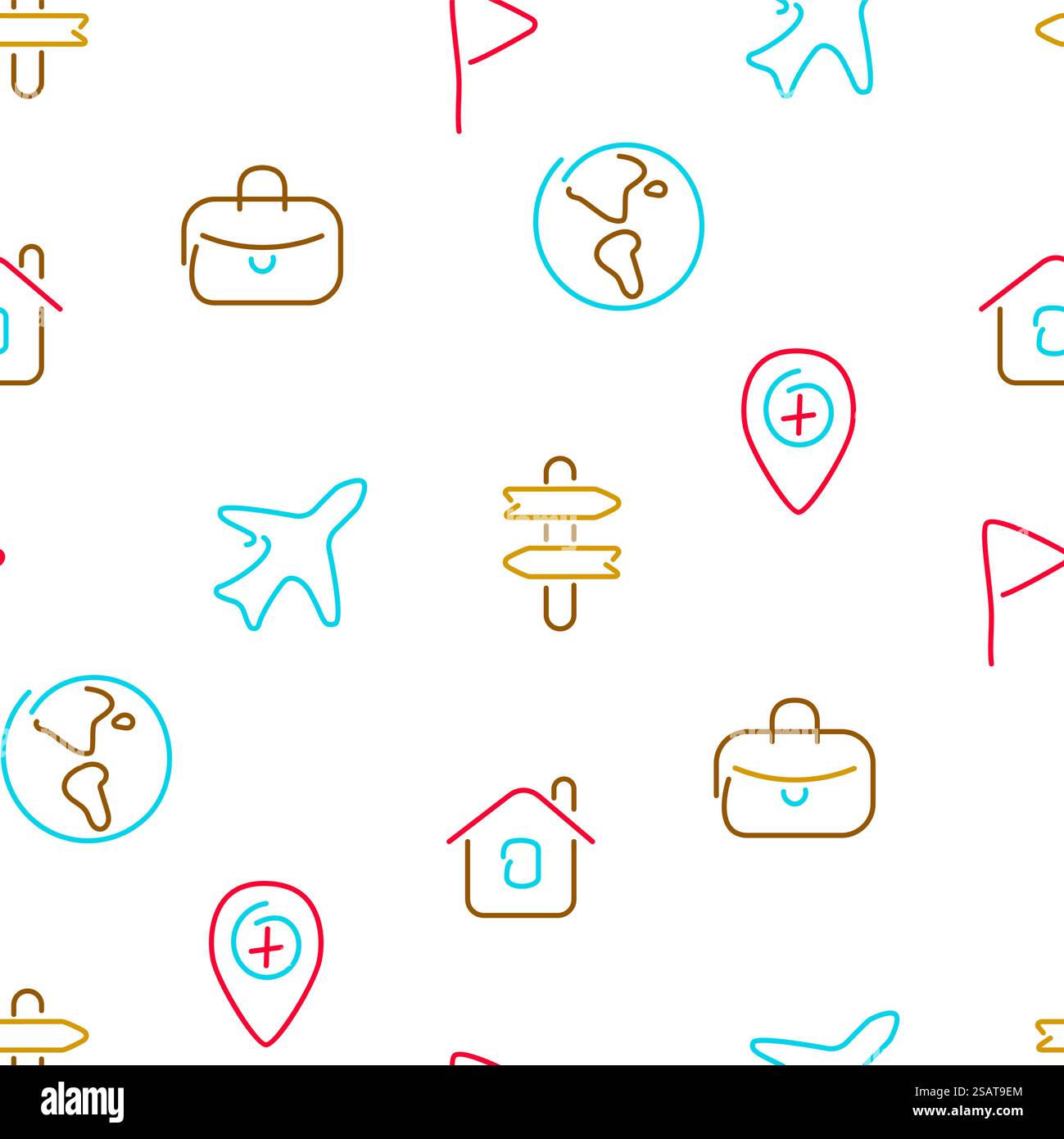 Travel trip backdrop seamless pattern. Vector illustration.. Travel ...