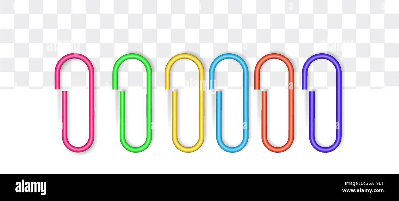 Color clips on paper sheet realistic vector illustration set. Document ...