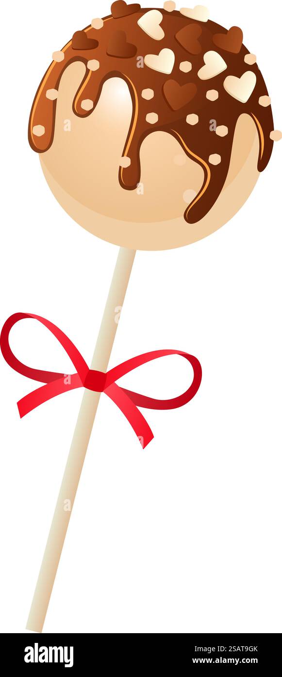 Chocolate dripping on lolipop stick. Hard candy cartoon icon isolated ...