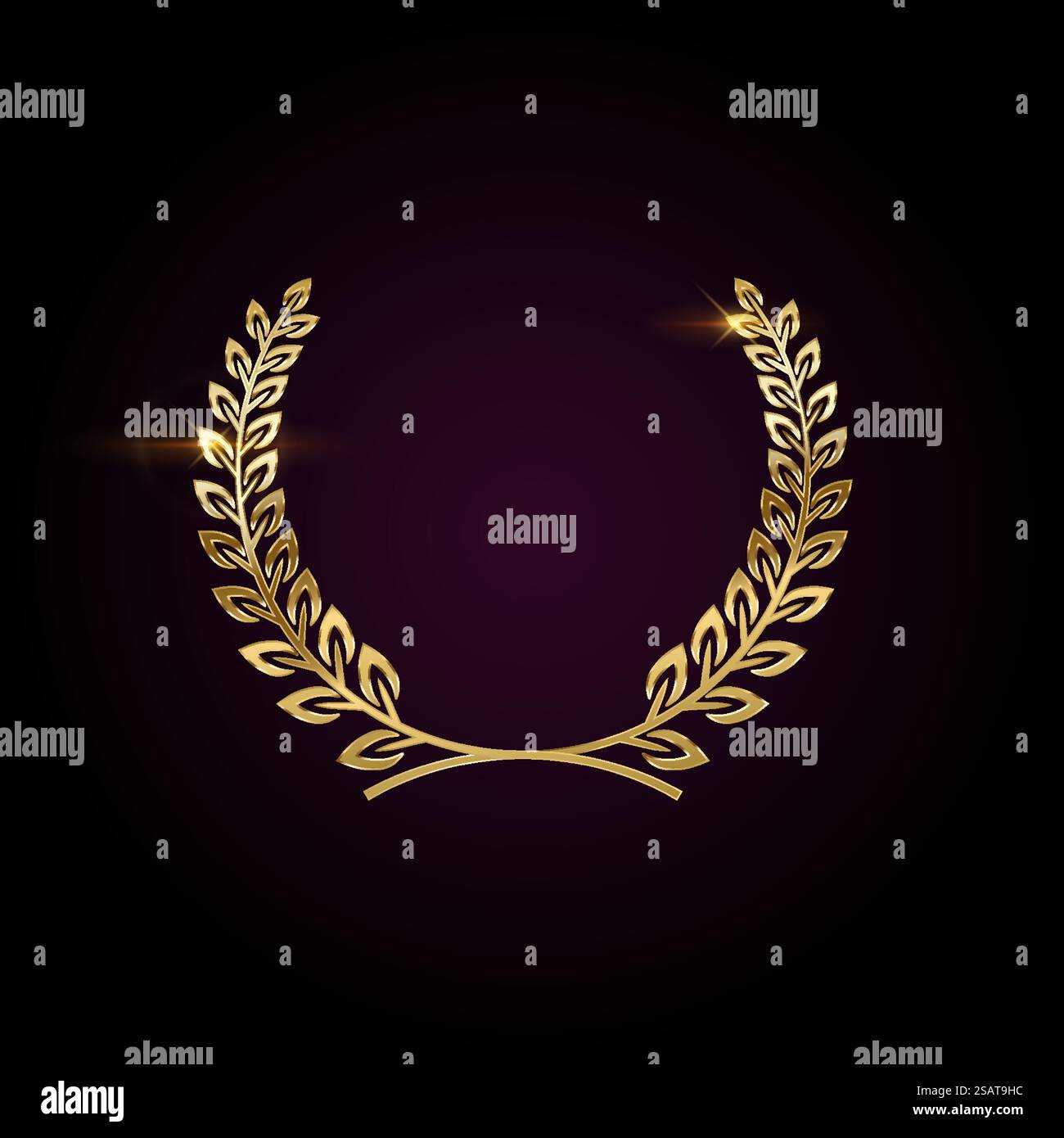 Crown of golden laurel branches realistic vector illustration ...