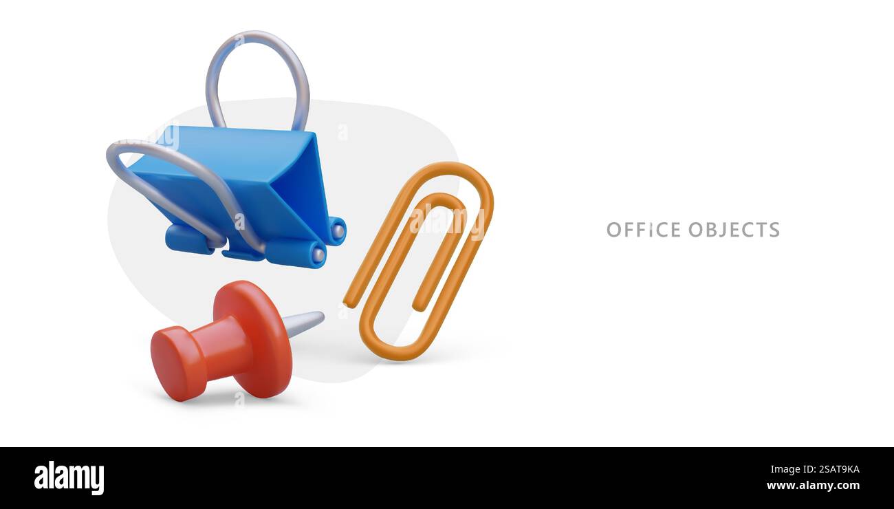 3d office objects red pin hi-res stock photography and images - Alamy