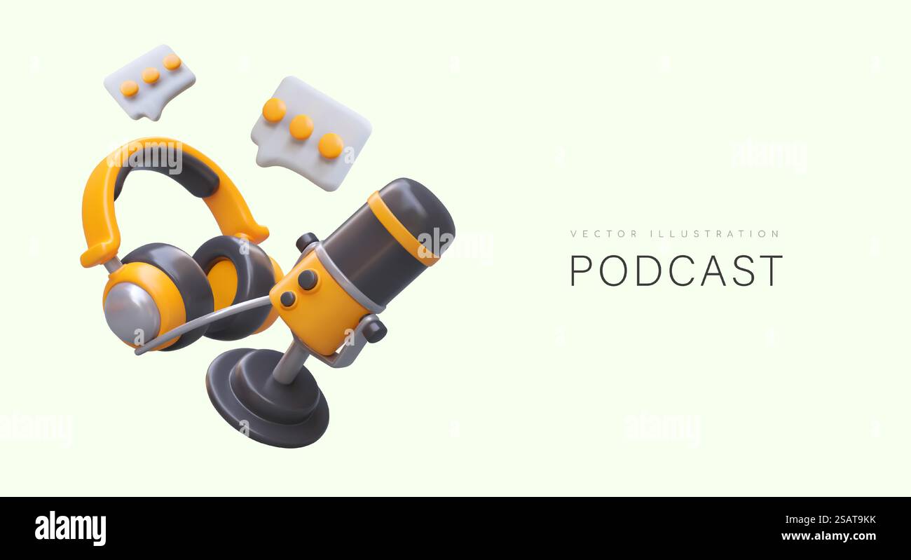 Communication horizontal poster with floating vector 3d hi-res stock ...