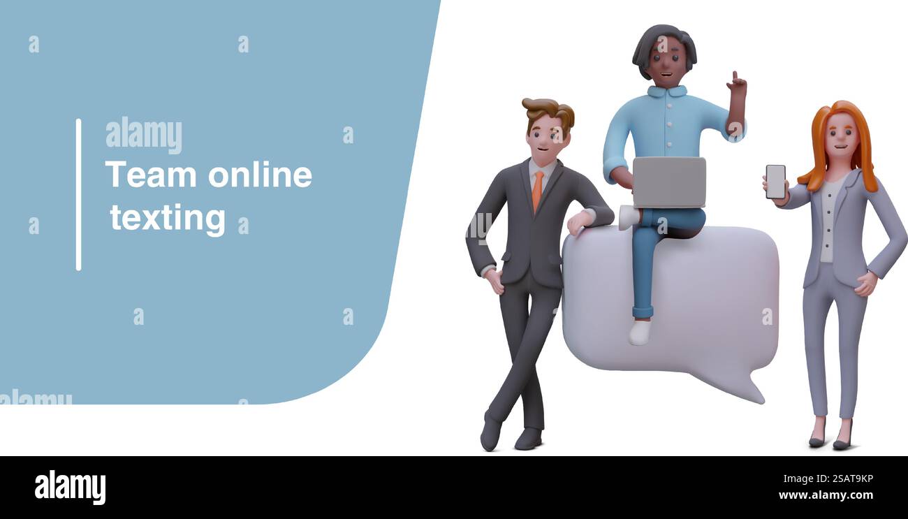 Team working together. Young female holding smartphone and sending ...