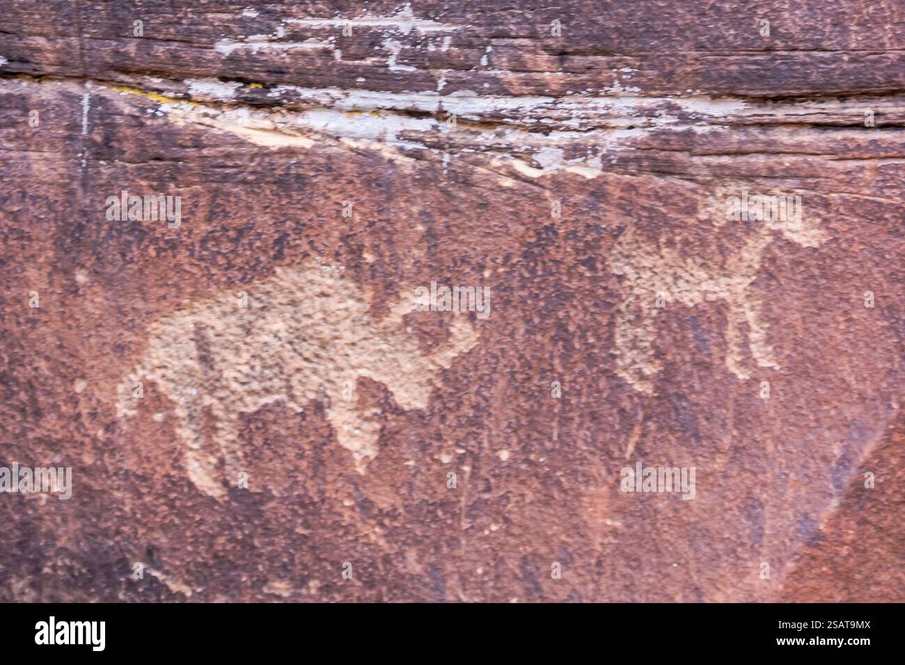 Newspaper Rock State Historic Monument features a flat rock with one of ...