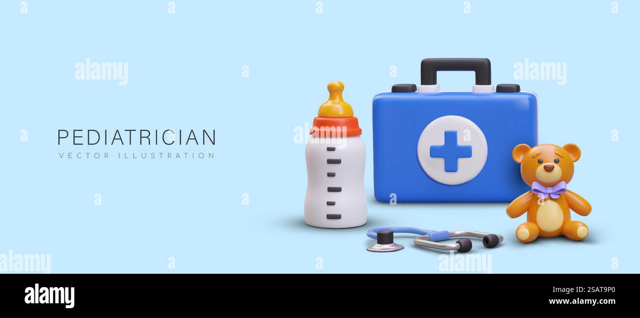 Concept of pediatrics. Advertisement of services of children doctor ...