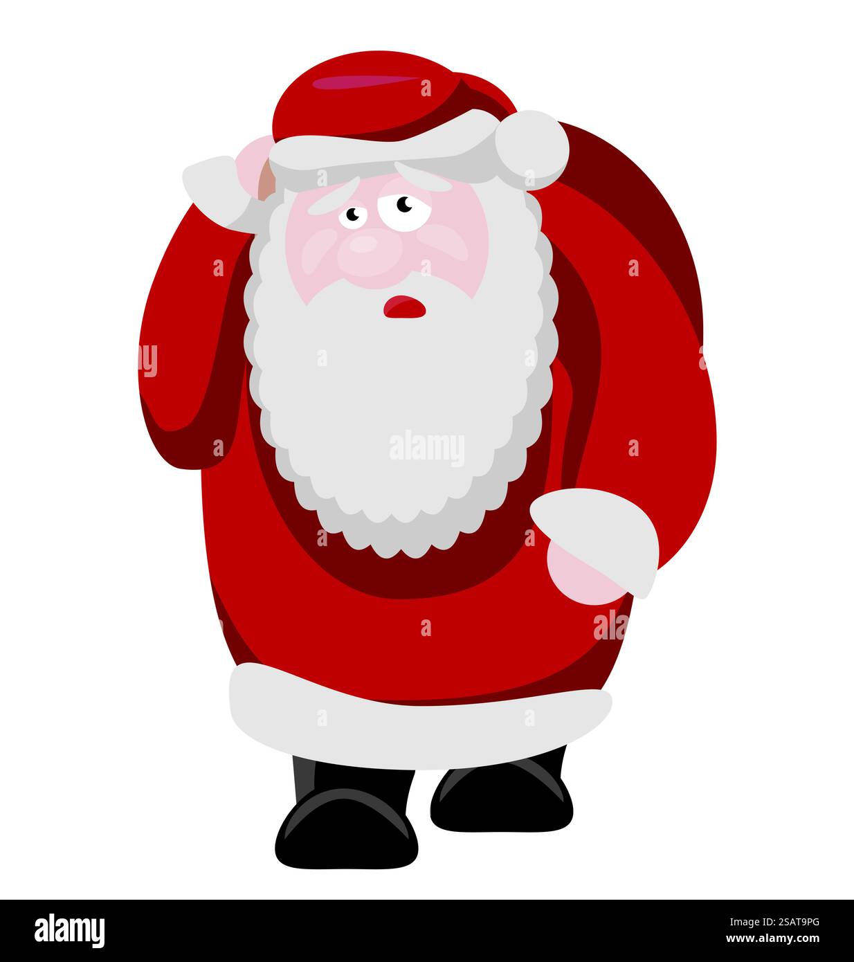 Tired Santa after new years celebration. vector illustration. Tired ...