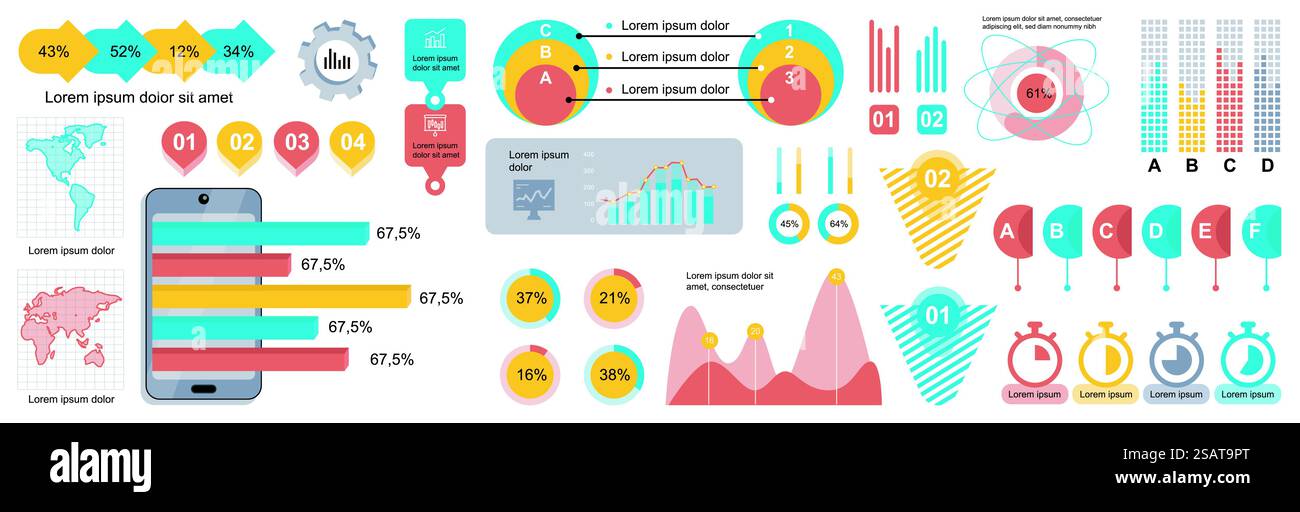Mega set of infographic elements data visualization vector design ...