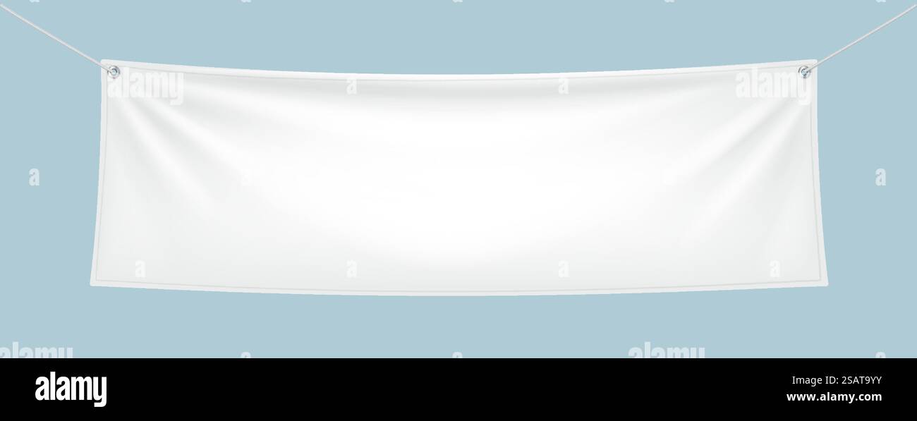 Blank hanging horizontal banners realistic vector illustration set ...