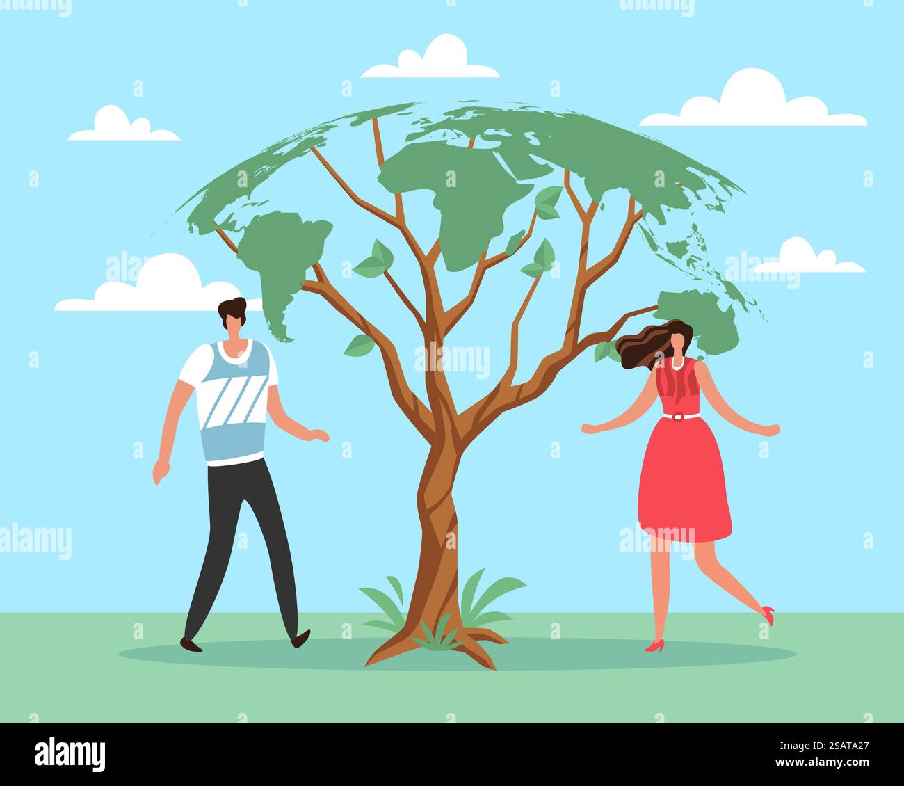 Sustainable development of ecological map of world. Responsible resource consumption, saving ...