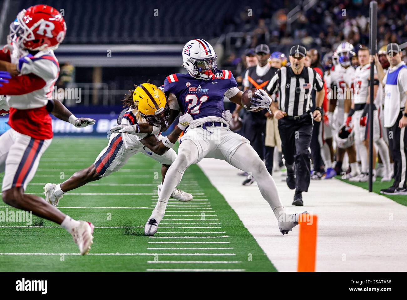 ARLINGTON, TX - JANUARY 30: East's Jacory Croskey-Merritt (31) of Arizona runs for a first down ...