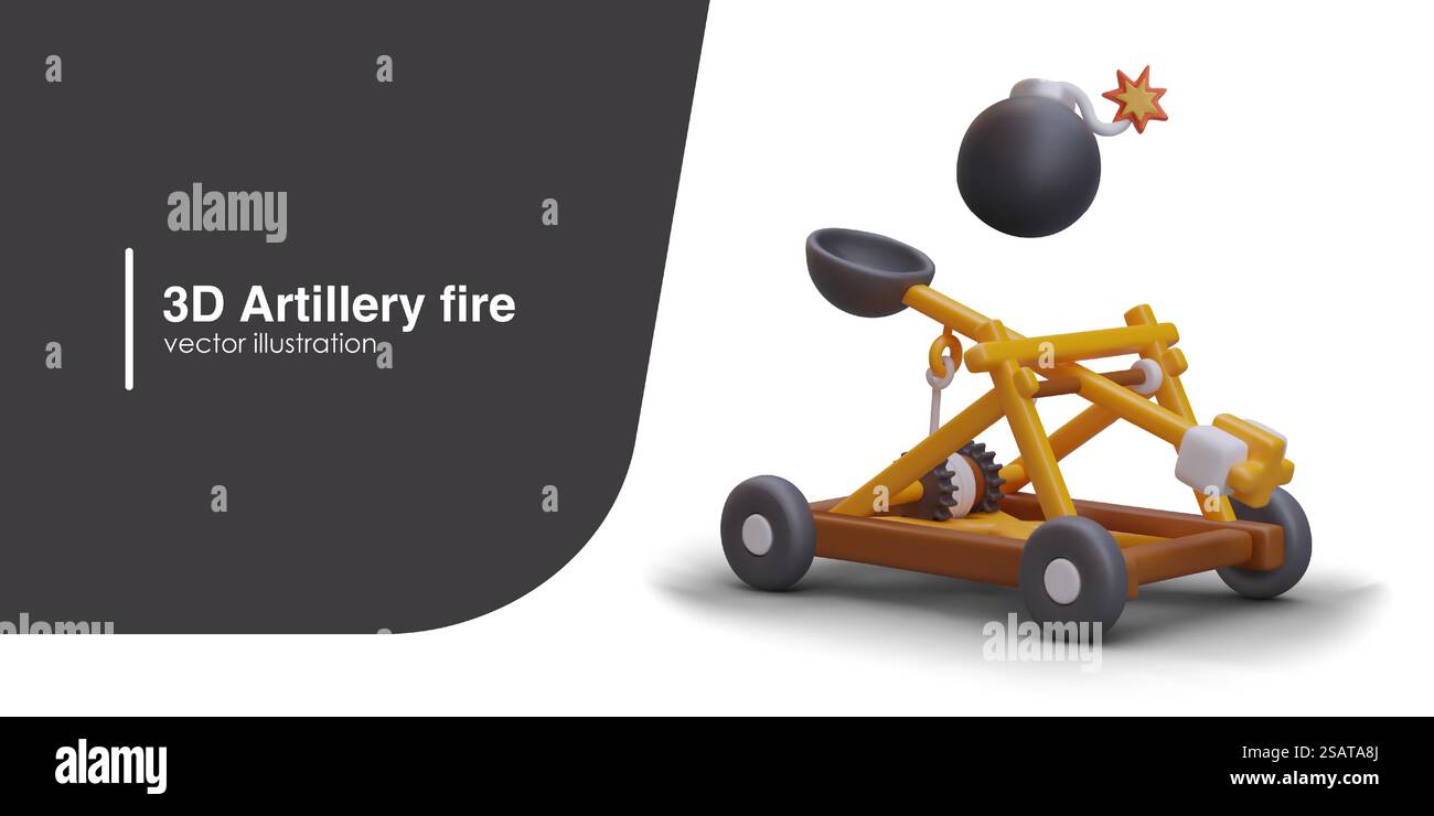 3d catapult for online computer game. Stone throwing game. Protect your ...