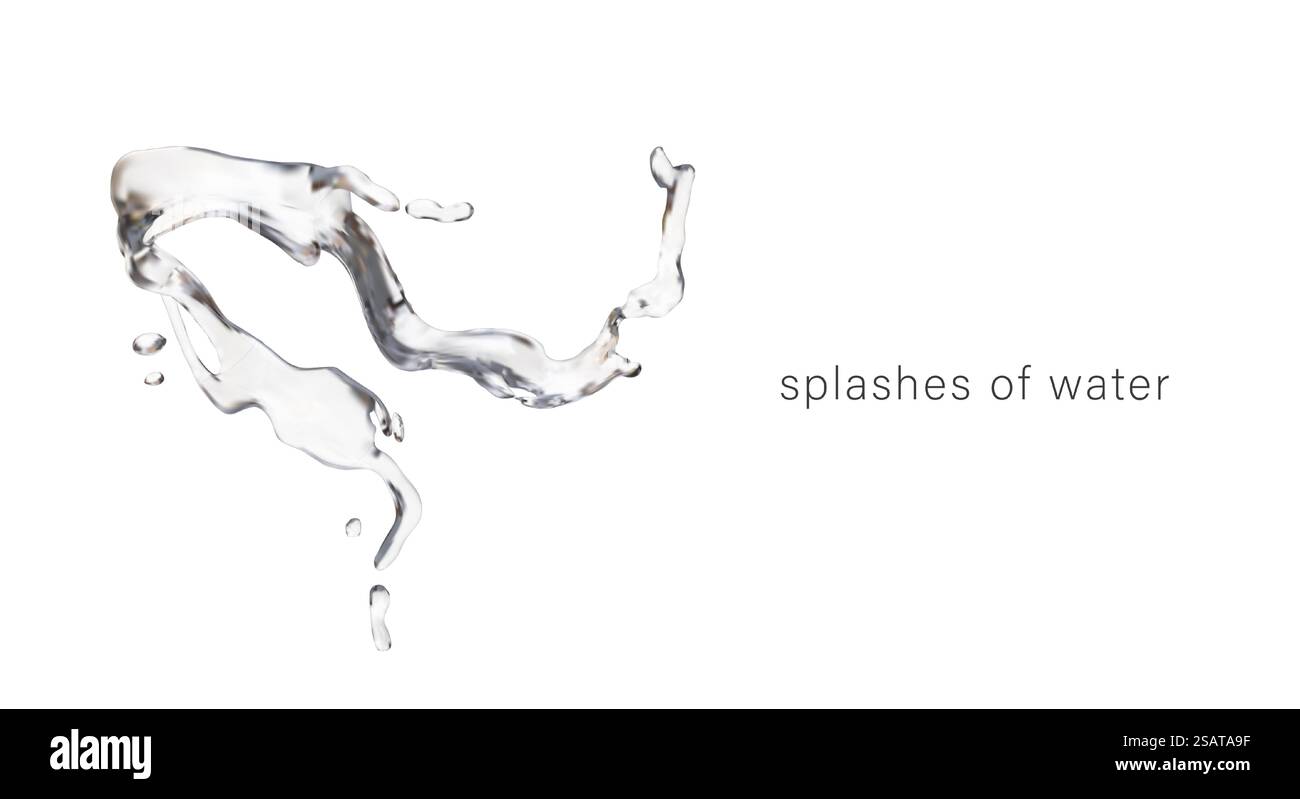 3d realistic splashes of crystal water on white background ...