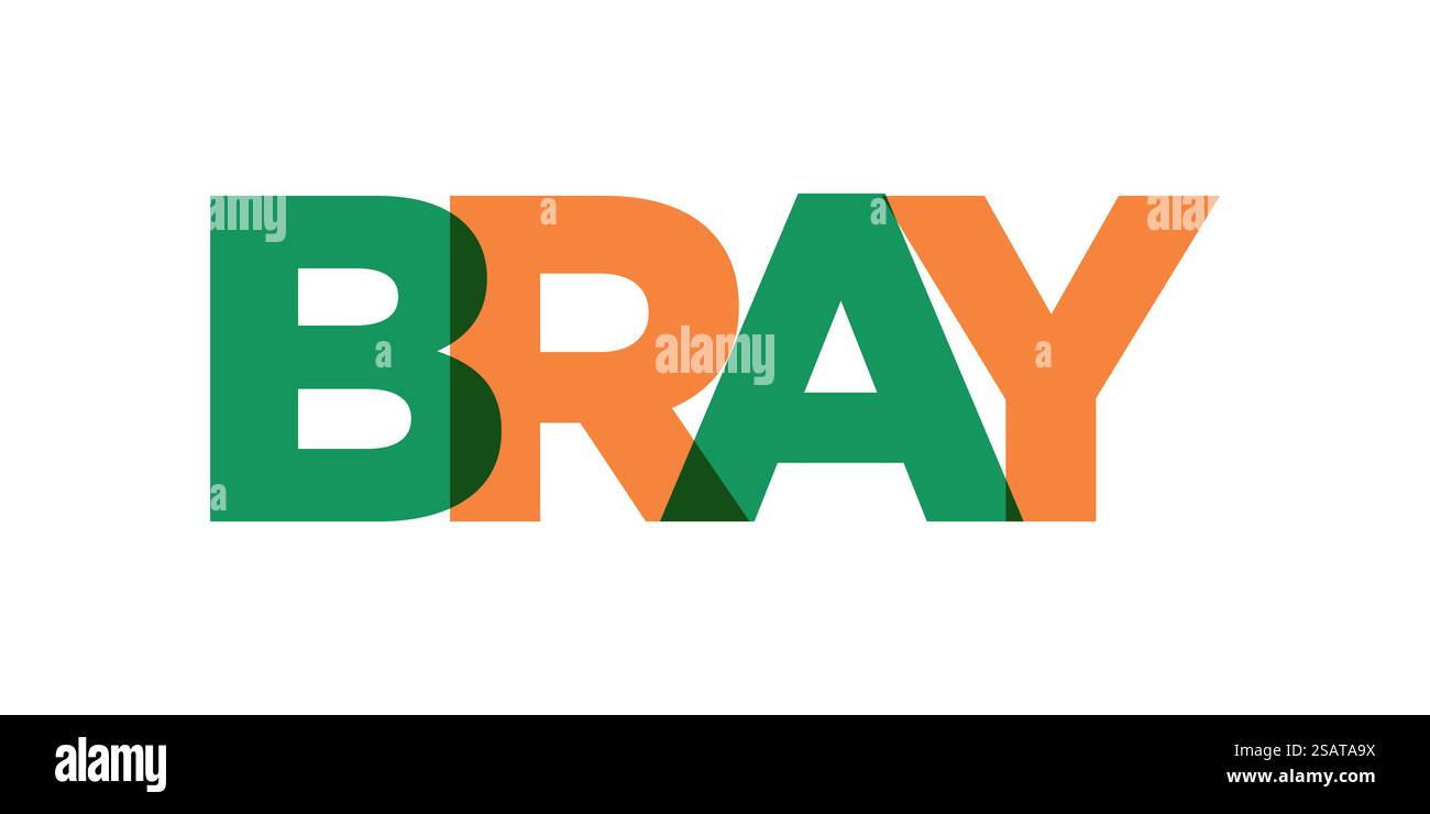 Bray in the Ireland emblem for print and web. Design features geometric style, vector ...