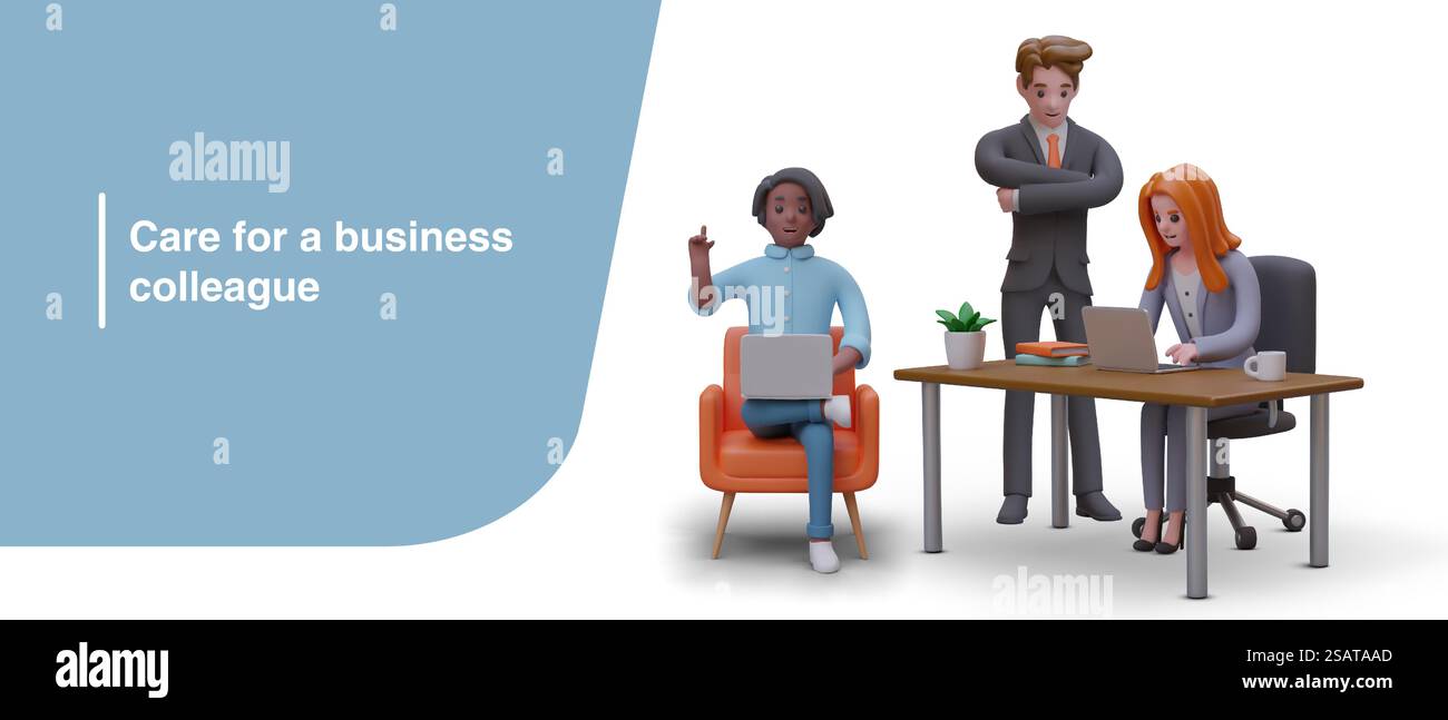 Care for business colleague. Mutual support, help. Team work ...