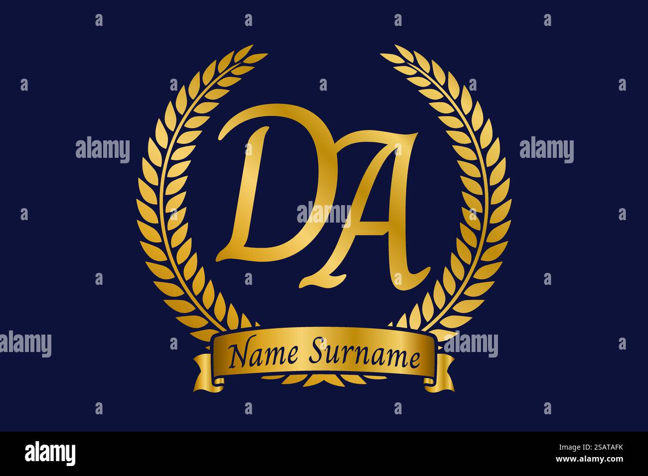 Initial letter D and A, DA monogram logo design with laurel wreath ...