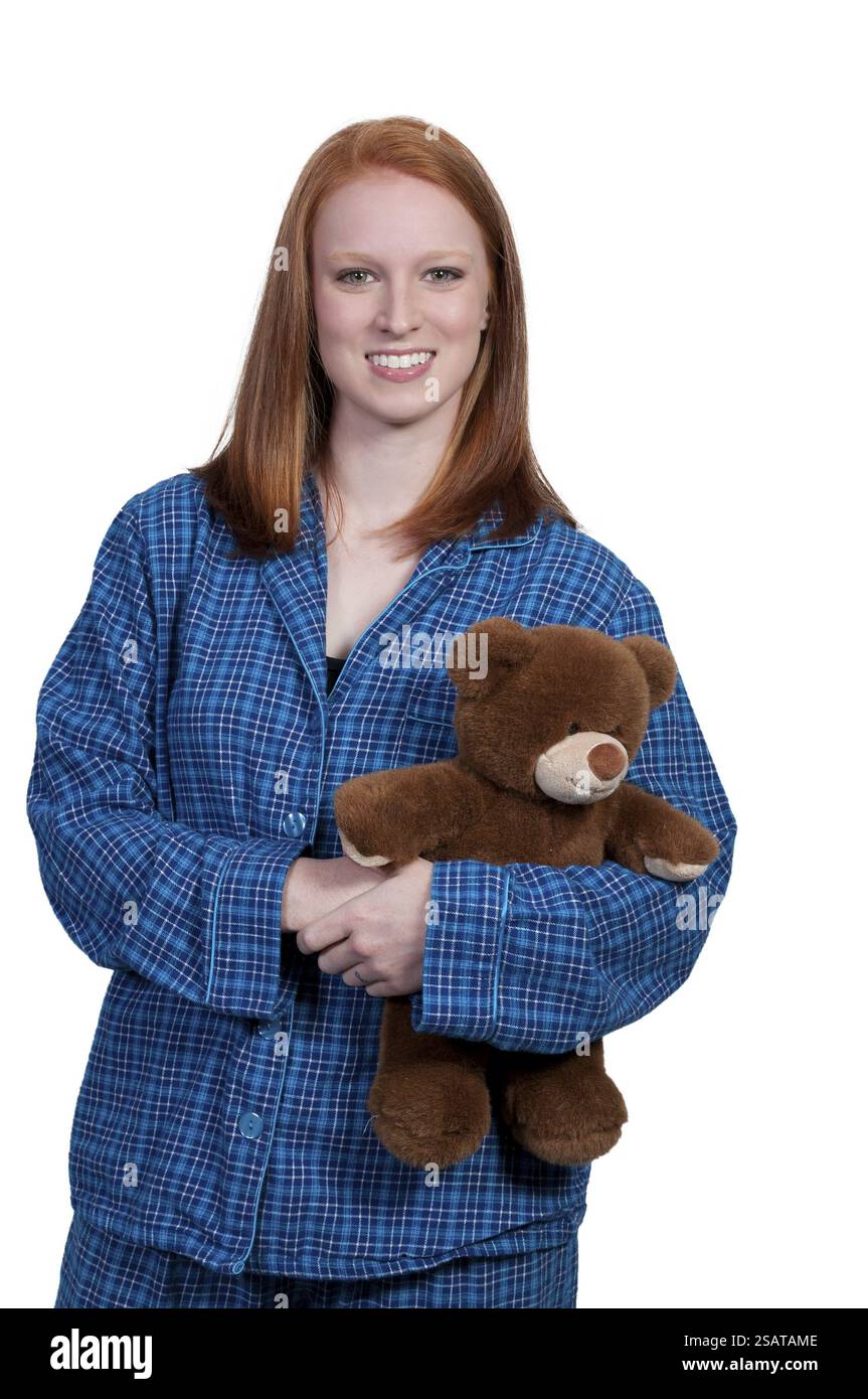 Woman in pajamas teddy hi-res stock photography and images - Alamy