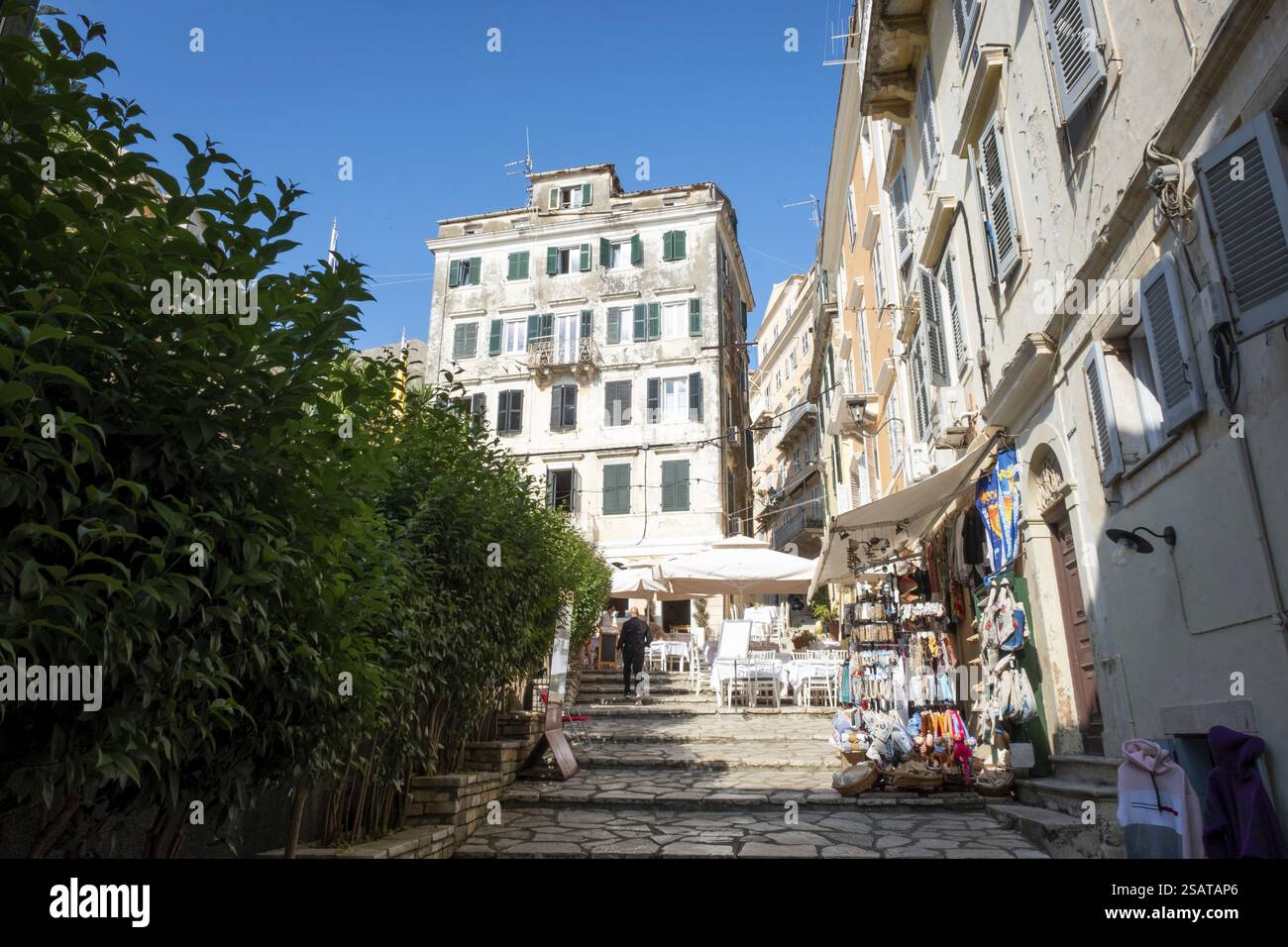 Corfu Town on the Greek island of Corfu in the Ionian Sea, known for ...