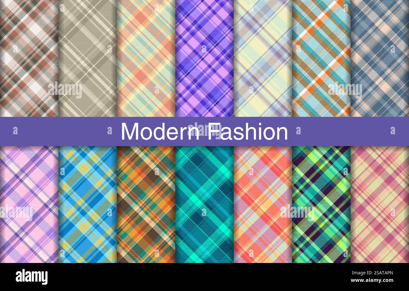 Modern plaid collection, textile design, checkered fabric pattern for ...