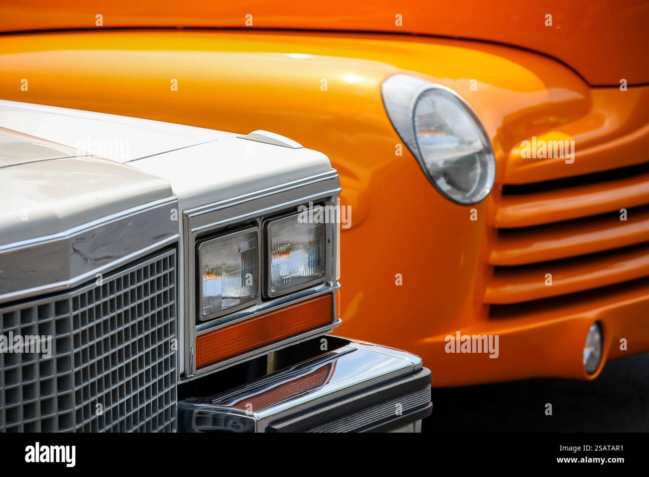 Head lamp of classic car front side view Stock Photo - Alamy