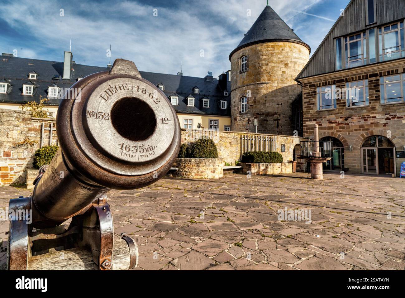 Waldeck Castle with pillory, Hesse, Germany, Europe Stock Photo - Alamy