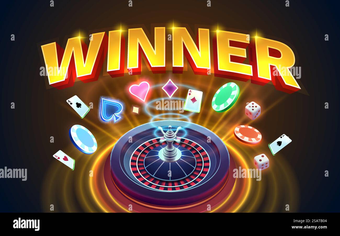 Winner fortune icons, slot sign machine, night Vegas. Vector. Winner ...