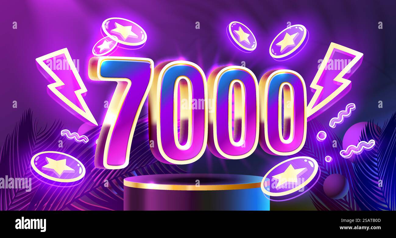 Free coins 7000, promo flyer poster, banner game play. Vector. Free ...