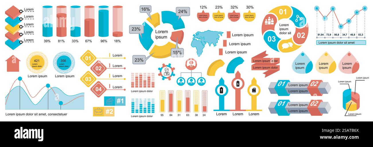 Mega set of infographic elements data visualization vector design ...