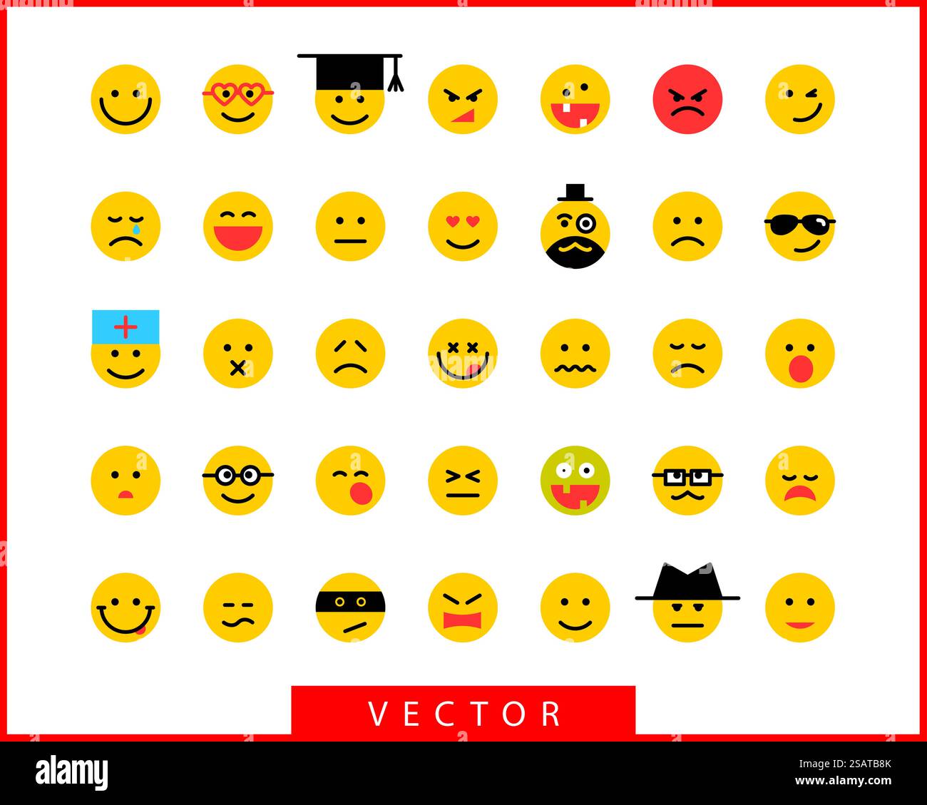 Big set smiles faces. Collection smile icon vector symbol. Smiley face ...