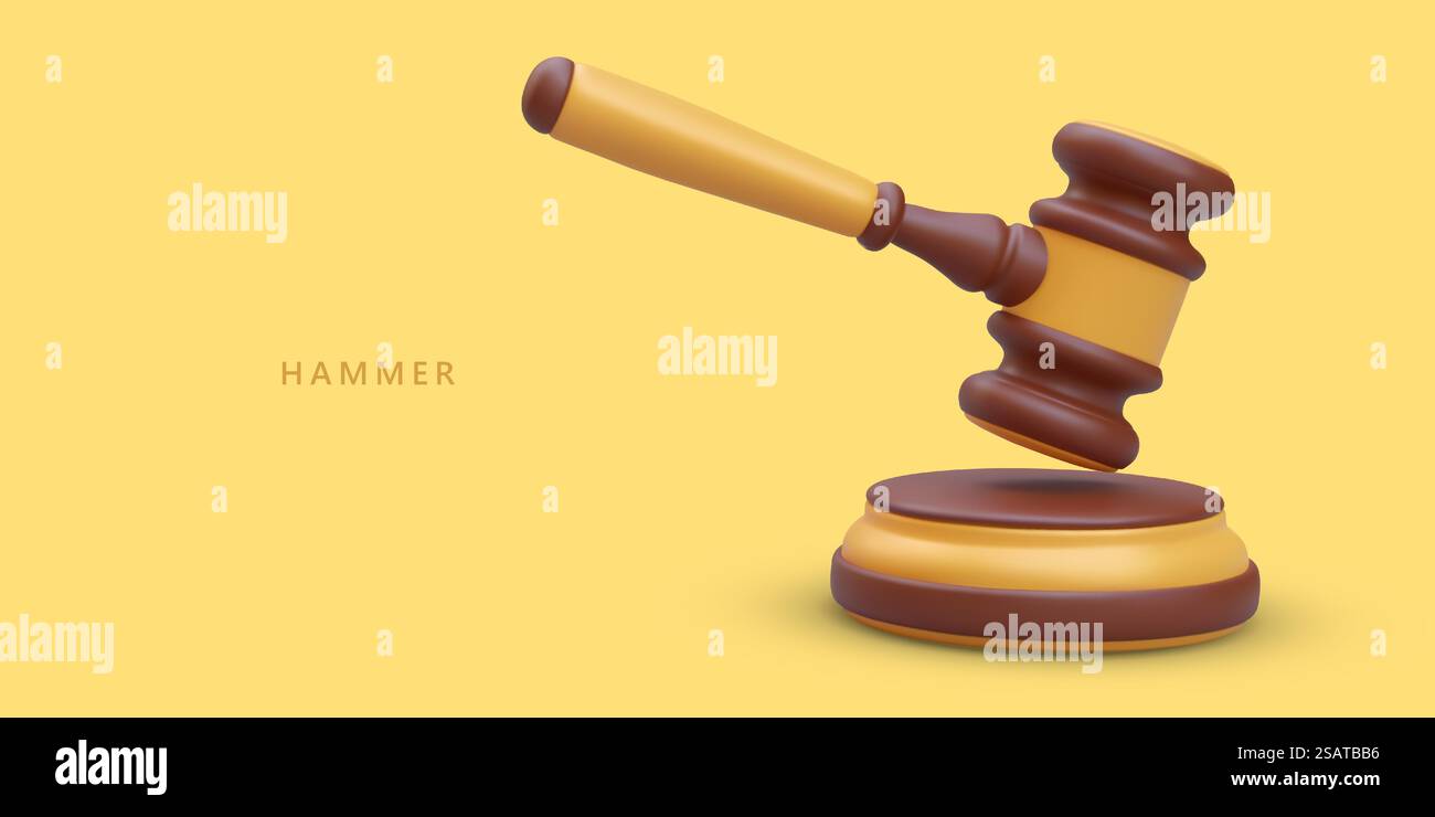 Judge gavel with stand. Accessory of leading auctioneer. Symbol of ...