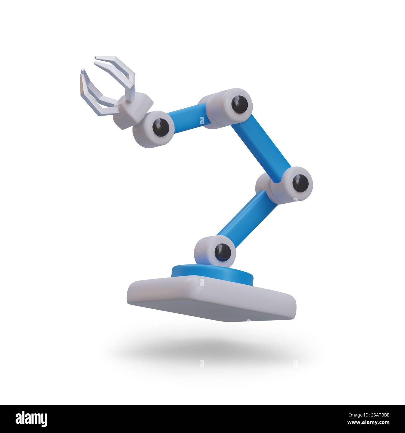 3d realistic electronic mechanical hand. Engineer programming robot. Concept of industrial ...