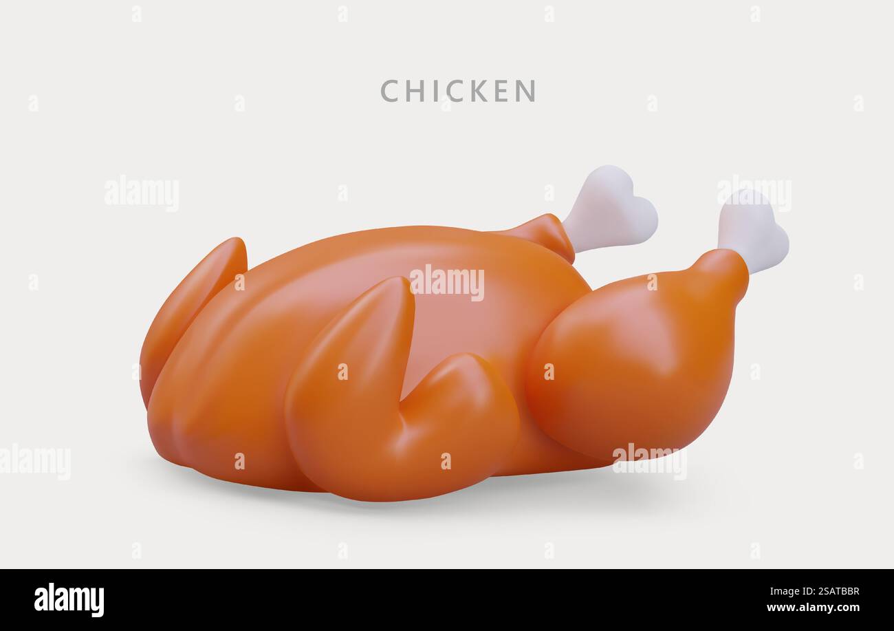 Realistic grilled chicken. Baked bird with crispy crust. Hearty meat ...