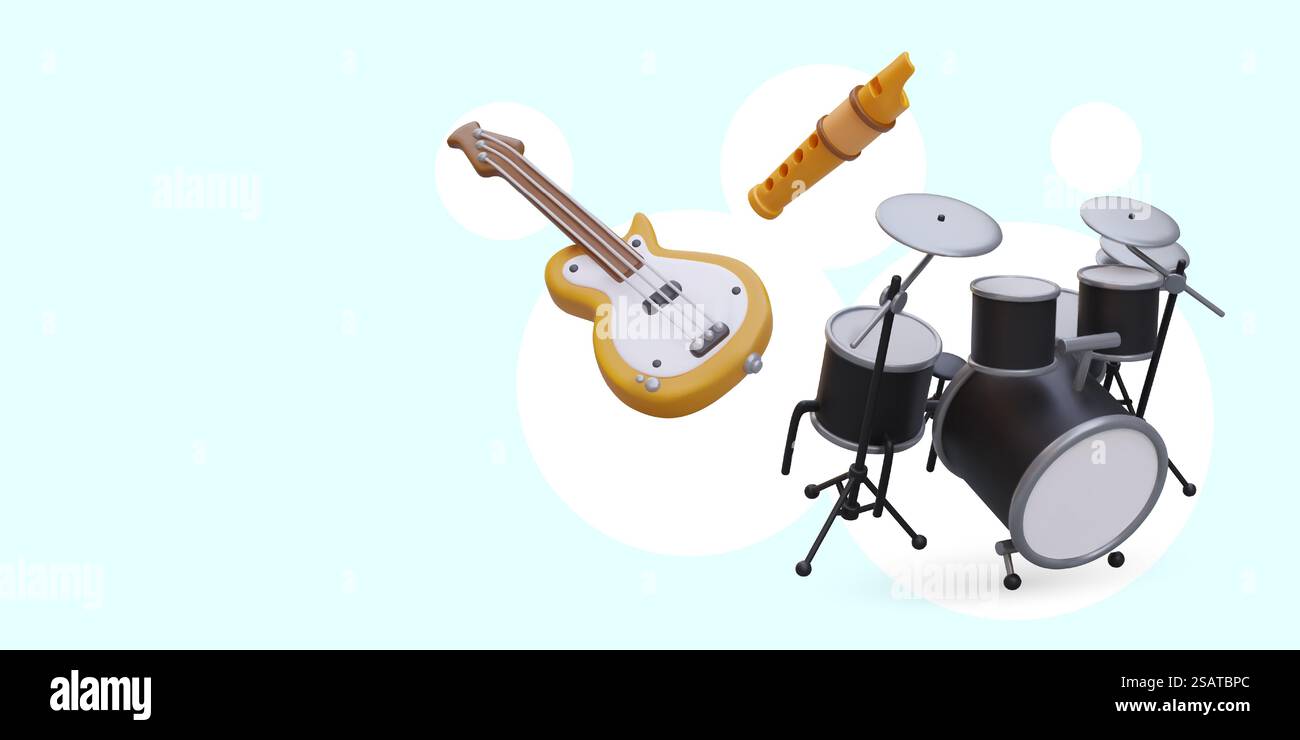 Drum stand composition of musical instruments vector hi-res stock ...