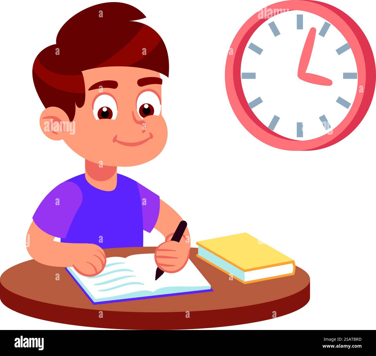 Boy doing school homework. Kid student character isolated on white ...