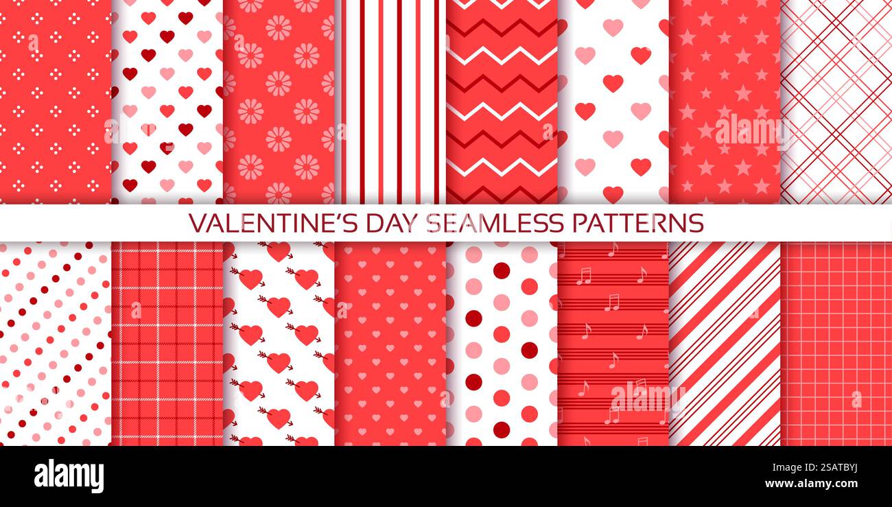 Valentine pattern. Seamless background. Red prints with heart, dot ...