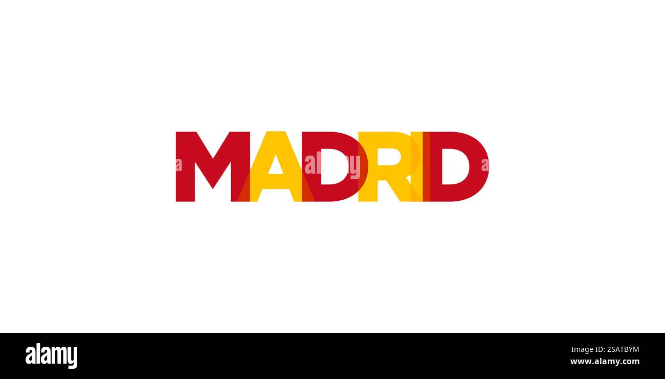 Madrid in the Spain emblem for print and web. Design features geometric ...
