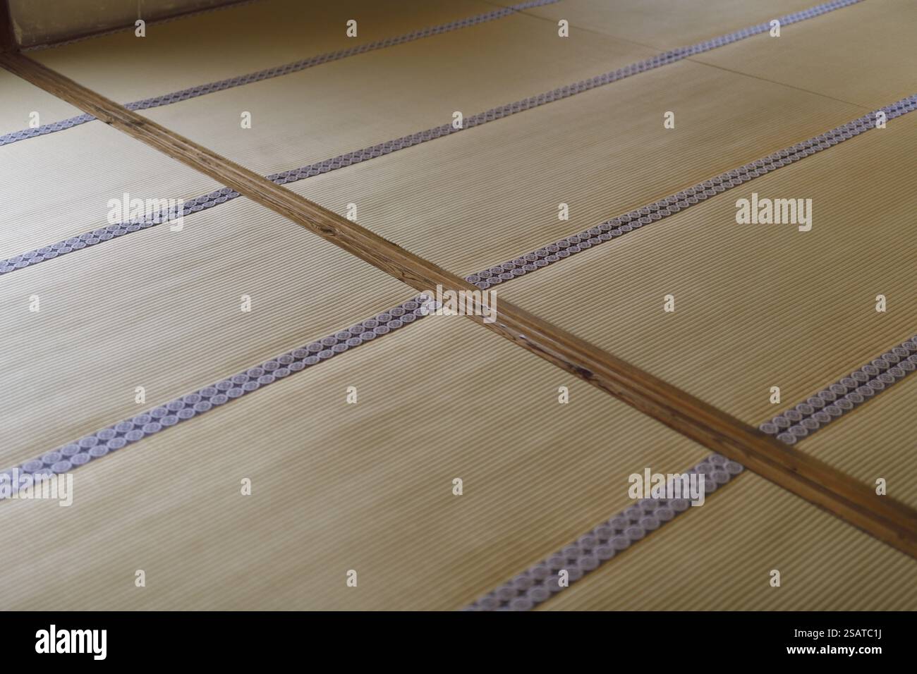 Closeup of Tatami mats in a traditional Japanese room interior in Kyoto ...