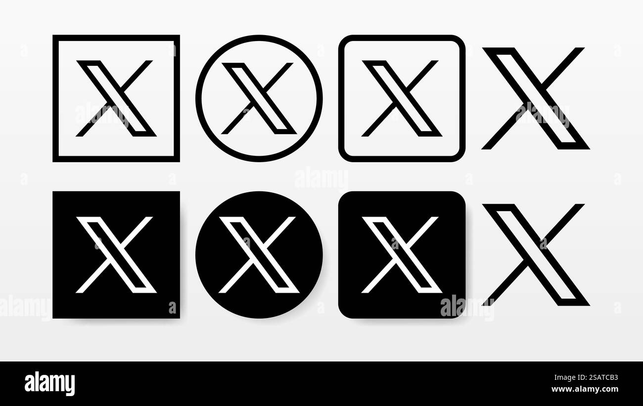 Set of new twitter logo X. Twitter icons.Twitter X logo. Set of new ...