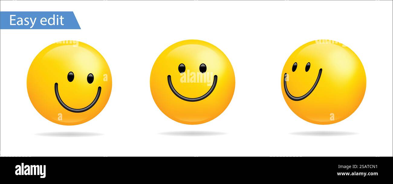 Fun emoji vector symbol. 3D smile face icon. Emojis happy character ...
