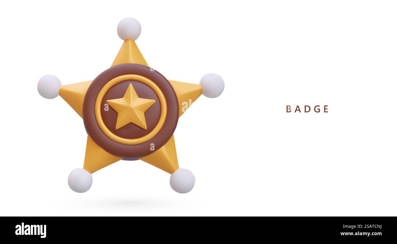 Poster with realistic sheriff star, cowboy badge. Vector element from ...