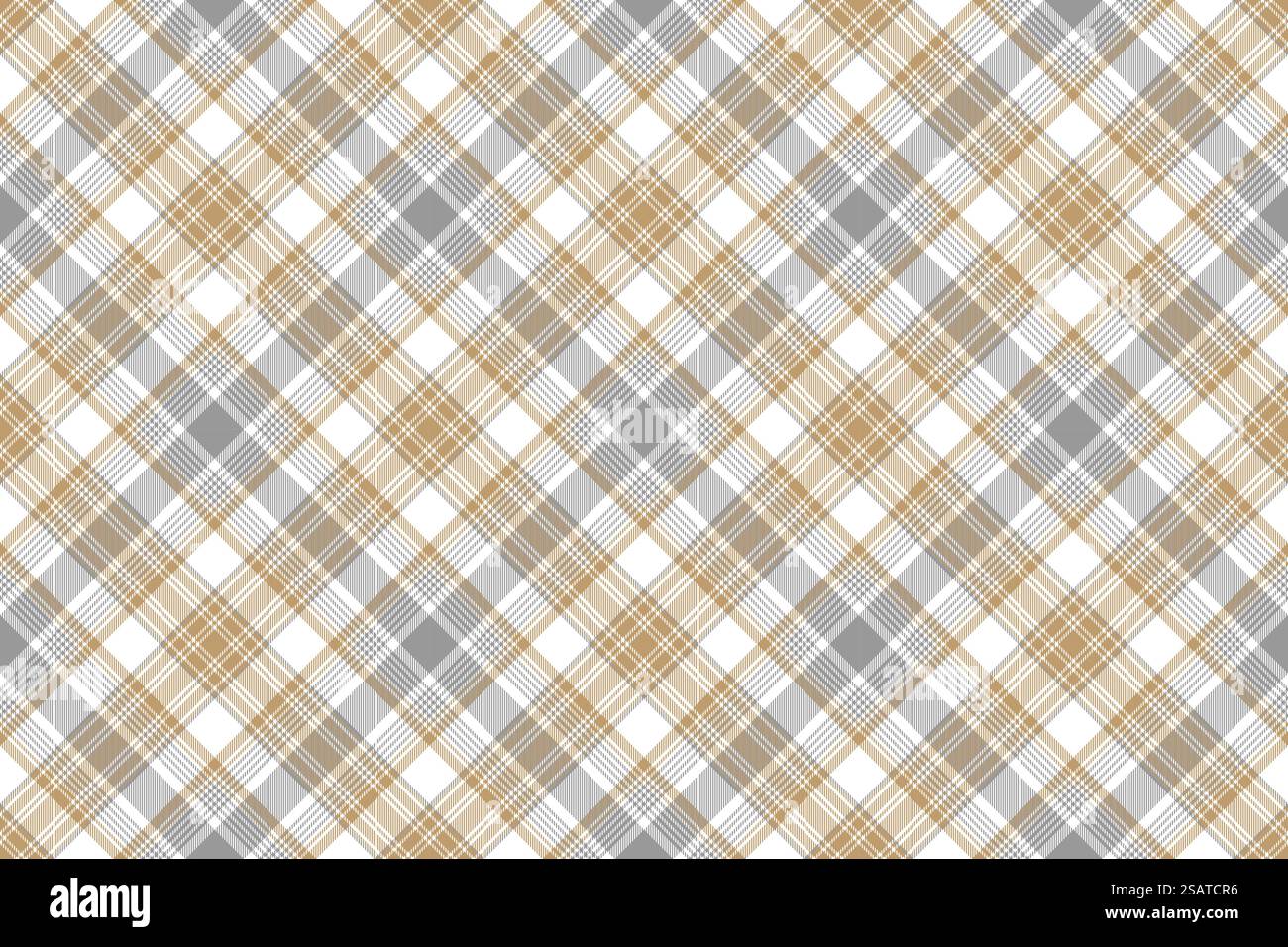 Gold silver check fabric seamless background. Vector illustration ...