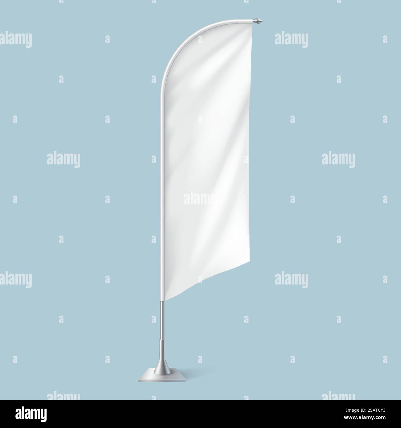 Flattering blank textile flag on metal pole stand realistic vector ...