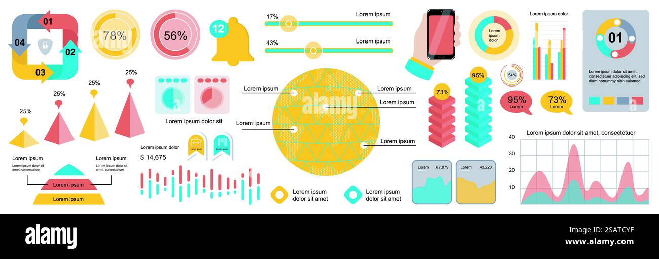 Mega set of infographic elements data visualization vector design ...