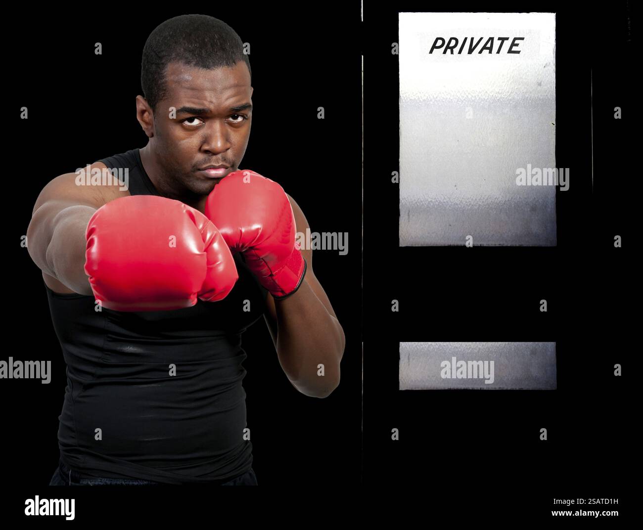 A black African American man athletic boxer with boxing gloves Stock ...