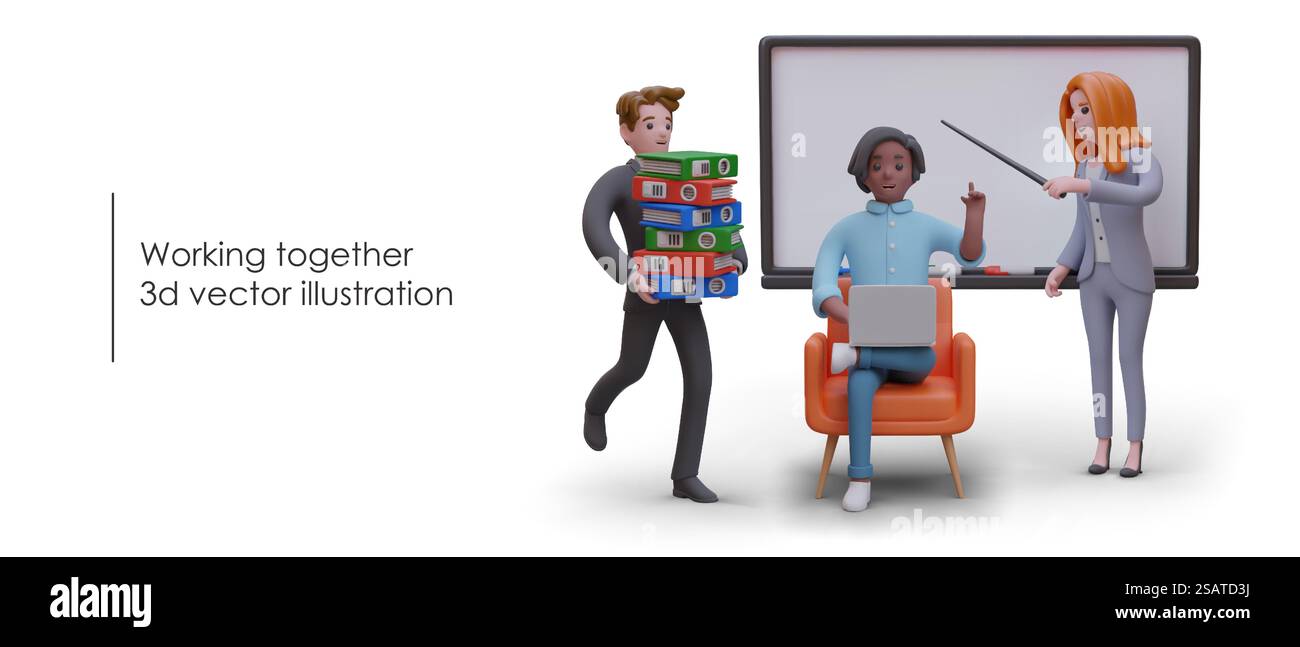 Working together. Team project. Concept of couching, partnership ...