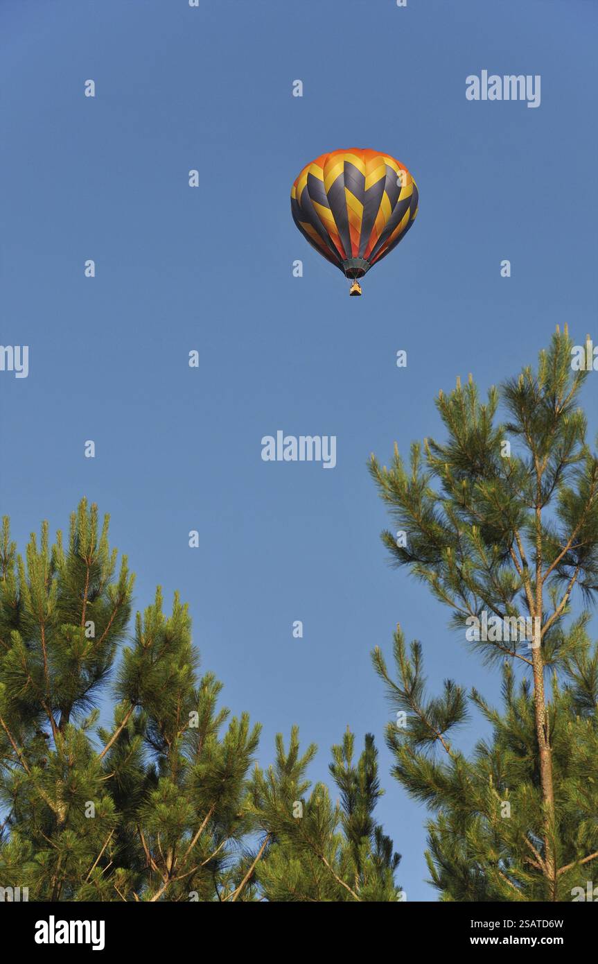 Hot air balloon rising above the horizon Stock Photo - Alamy
