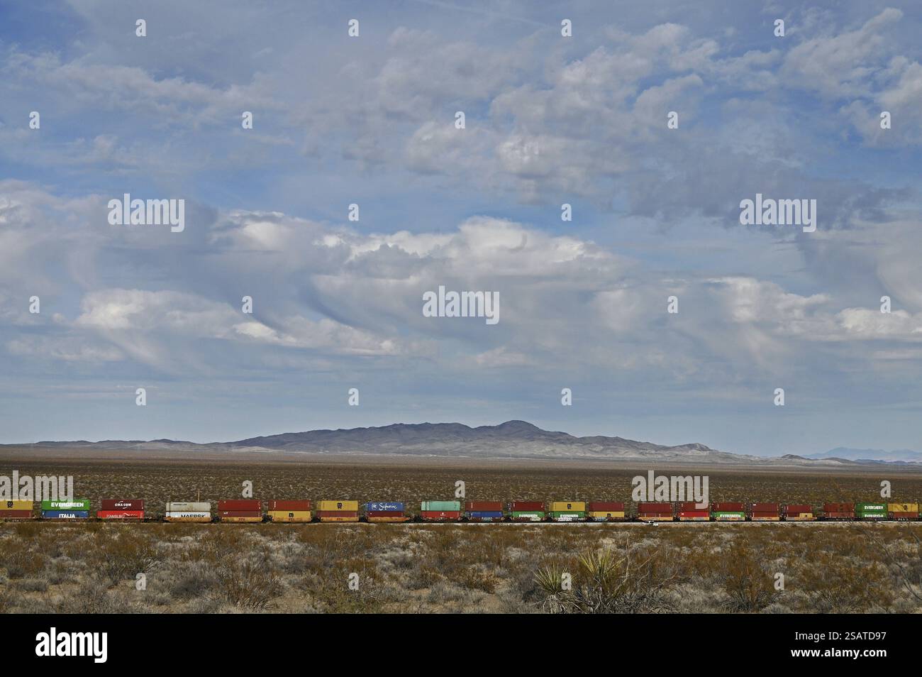 Goods train along Route 66, Mohave Valley, California, USA, North ...
