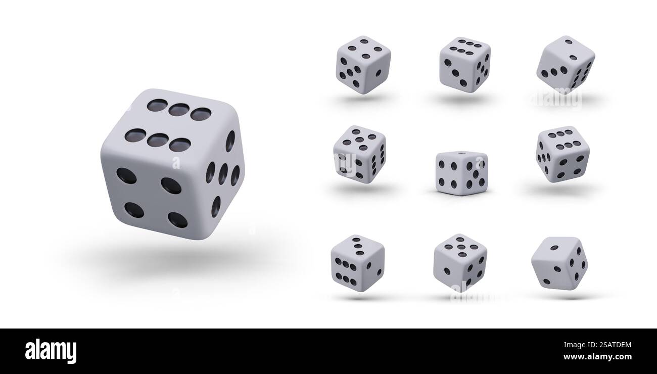 Set of vector realistic gambling dice in different positions. Isolated ...
