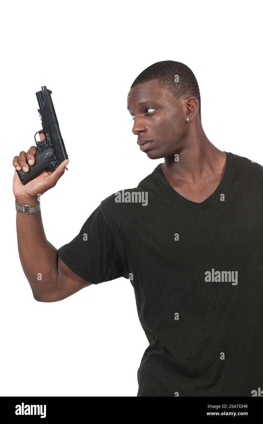 Police detective man on the job with a gun Stock Photo - Alamy