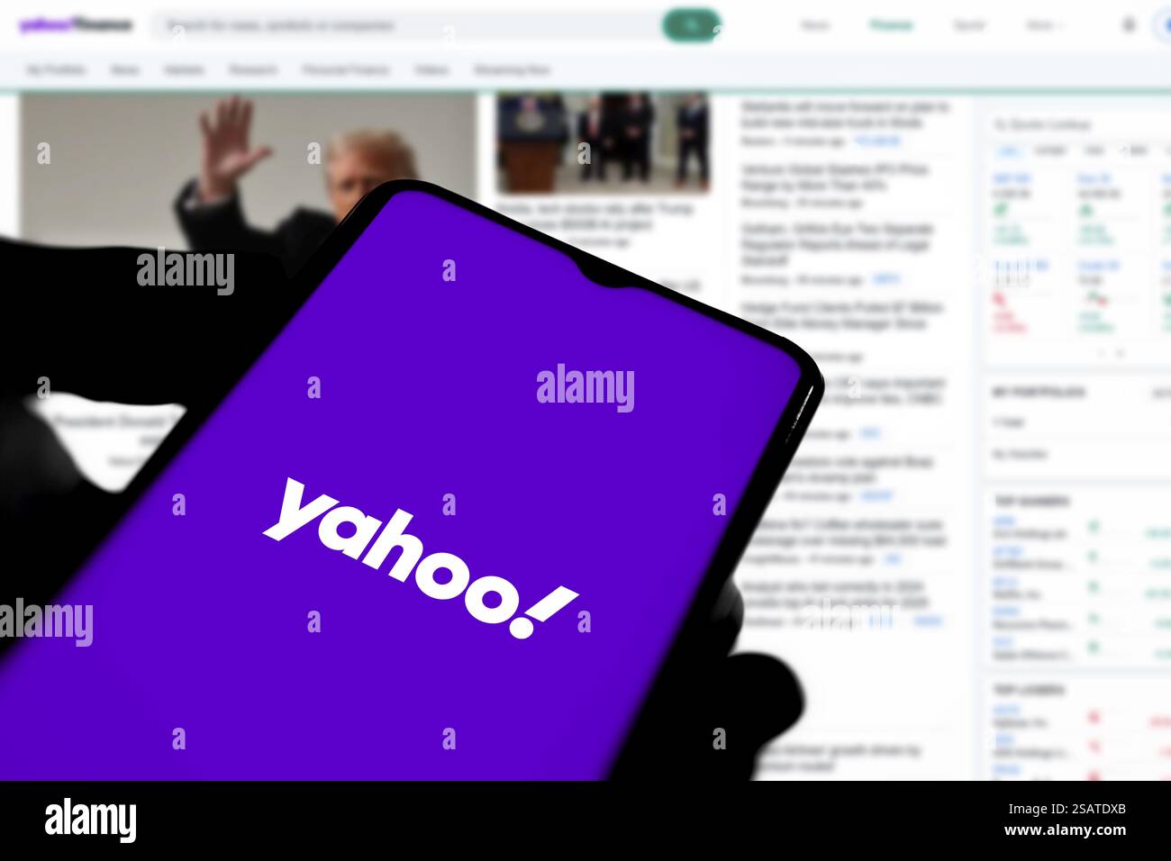 Yahoo logo on phone screen stock image Stock Photo - Alamy